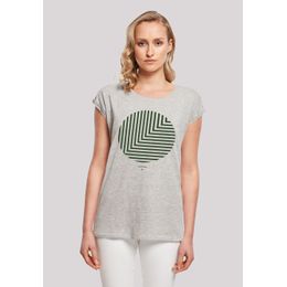 T-Shirt F4NT4STIC "Geometrics Grün", Damen, Gr. M, grau (erdgrau), Obermaterial: 100% Baumwolle, regular fit, Rundhals, ohne Bündchen, Shirts, Print