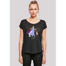 T-Shirt F4NT4STIC "Long Cut T-Shirt Disney Frozen 2 Gruppe", Damen, Gr. XS, schwarz, Obermaterial: 100% Baumwolle, regular fit, Rundhals, ohne B&uuml;ndchen, Shirts T-Shirt, Damen,Premium Merch,Lang,Longshirt,Bedruckt