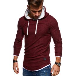 Kapuzensweatshirt behype "LAYER", Herren, Gr. L, rot (weinrot), 70% Polyester, 25% Viskose, 5% Elasthan, mehrfarbig, normal, Sweatshirts, im trendigen Layer-Look