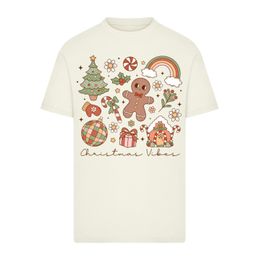 T-Shirt F4NT4STIC "Weihnachten Vibes Cozy Cute Winter", Herren, Gr. L, sand, Obermaterial: 100% Baumwolle, regular fit, Rundhals, ohne Bündchen, Shirts, Premium Qualität