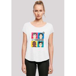 T-Shirt F4NT4STIC "Sex Education Teen Illustrated Netflix TV Series", Damen, Gr. M, weiß, Obermaterial: 100% Baumwolle, regular fit, Rundhals, ohne Bündchen, Shirts, Premium Qualität