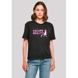 T-Shirt F4NT4STIC "Alice im Wunderland Escape Reality", Damen, Gr. L, schwarz, Obermaterial: 100% Baumwolle, oversize, Rundhals, ohne Bündchen, Shirts, Retro, Heroes of Childhood, TV Serie