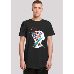 T-Shirt F4NT4STIC "Schmetterling Silhouette LONG TEE", Herren, Gr. M, schwarz, Obermaterial: 100% Baumwolle, regular fit, Rundhals, ohne Bündchen, Shirts, Print