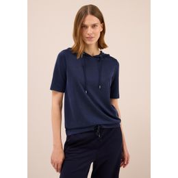 Kapuzenshirt Cecil, Damen, Gr. L (42), blau (urban dunkelblau), Stoff, 58% Modal, 42% Polyester, unifarben, normal normal, ohne Ausschnitt, abgesteppt, Shirts Kapuzenshirt, mit Kapuze mit Tunnelzugband