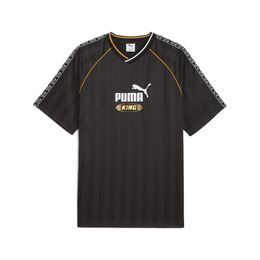 Trainingsshirt Puma "KING Relaxed Fu&szlig;balltrikot Erwachsene", Damen, Gr. XL, schwarz, Obermaterial: 100% Polyester; Rippe: 95% Polyester, 5% Elasthan, bedruckt, relaxed fit, V-Ausschnitt, Shirts