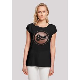 T-Shirt F4NT4STIC "David Bowie Rose Gold Circle", Damen, Gr. L, schwarz, Obermaterial: 100% Baumwolle, regular fit, Rundhals, ohne Bündchen, Shirts, Print