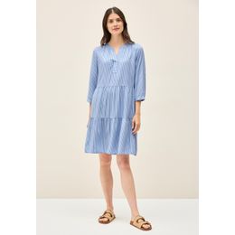 Tunikakleid Cecil, Damen, Gr. L42, US-Gr&ouml;&szlig;en, blau (deep pastel blau), Stoff, 100% Viskose, gestreift, comfort fit knieumspielend, Rundhals, Manschette, Kleider, aus Viskose