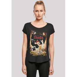 T-Shirt F4NT4STIC "Bambi Retro Poster", Damen, Gr. L, schwarz, Obermaterial: 100% Baumwolle, regular fit, Rundhals, ohne B&uuml;ndchen, Shirts T-Shirt, Print