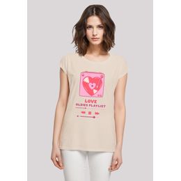 T-Shirt F4NT4STIC "Love Oldies Playlist Valentinstag", Damen, Gr. 4XL, wei&szlig; (sandwei&szlig;), Obermaterial: 100% Baumwolle, regular fit, Rundhals, ohne B&uuml;ndchen, Shirts T-Shirt, Premium Qualit&auml;t