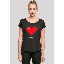 T-Shirt F4NT4STIC "Pixel Herz Good Vibes Happy People", Damen, Gr. L, schwarz, Obermaterial: 100% Baumwolle, regular fit, Rundhals, ohne B&uuml;ndchen, Shirts T-Shirt, Print