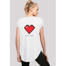 T-Shirt F4NT4STIC "Pixel Herz Happy New Year Silvester", Damen, Gr. S, wei&szlig;, Obermaterial: 100% Baumwolle, regular fit, Rundhals, ohne B&uuml;ndchen, Shirts T-Shirt, Print