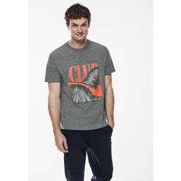 T-Shirt Street One MEN, Damen, Gr. L (42), grau (harbour grau melange), Stoff, 50% Polyester, 38% Baumwolle, 12% Viskose, bedruckt, gerade h&uuml;ftlang, Rundhals, B&uuml;ndchen, Shirts T-Shirt, bestehend aus einem Materialmix