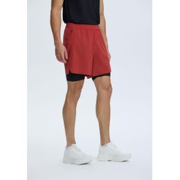 Trainingsshorts Rukka "Rukka Shorts Maaninka 2In1", Herren, Gr. L, rot (klassisch rot), 87% Polyester, 13% Elasthan, Hosen