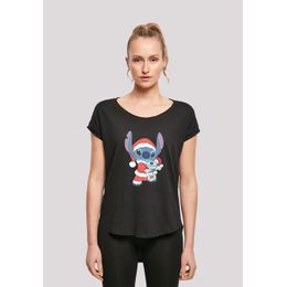 F4NT4STIC Damen T-Shirt "Disney Lilo & Stitch Weihnachten"schwarz, Gr. L, Obermaterial: 100% Baumwolle, Shirts, Print