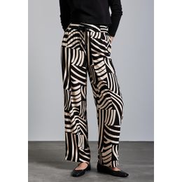 Stoffhose Street One, Damen, Gr. 34, L&auml;nge 30, schwarz, Stoff, 100% Viskose, gemustert, loose fit lang, Hosen Stoffhose, im Loose Fit