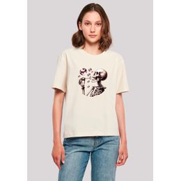 T-Shirt F4NT4STIC "Niedliches Goth Skelett Herz Seifenblasen", Damen, Gr. L, wei&szlig; (sandwei&szlig;), Obermaterial: 100% Baumwolle, oversize, Rundhals, ohne B&uuml;ndchen, Shirts T-Shirt, Premium Qualit&auml;t
