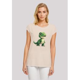 T-Shirt F4NT4STIC "Süßer grüner Dino", Damen, Gr. 4XL, sandweiß, Obermaterial: 100% Baumwolle, regular fit, Rundhals, ohne Bündchen, Shirts, Premium Qualität