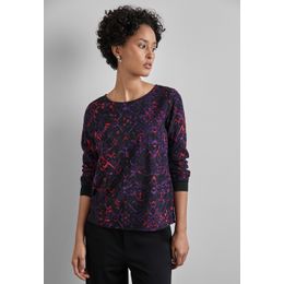Langarmbluse Street One, Damen, Gr. 44, schwarz, Stoff, 100% Viskose, gestreift, gerade normal, Rundhals, B&uuml;ndchen, Blusen, aus softer Viskose