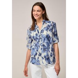 Klassische Bluse Cecil, Damen, Gr. S (38), weiß (vanilleweiß), Web, 100% Baumwolle, bedruckt, normal normal, V-Ausschnitt, Bündchen, Blusen, mit 3/4 Ärmeln
