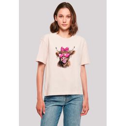 T-Shirt F4NT4STIC "Highland Cow Valentinstag Sonnenbrille", Damen, Gr. L, pink, Obermaterial: 100% Baumwolle, oversize, Rundhals, ohne B&uuml;ndchen, Shirts T-Shirt, Premium Qualit&auml;t
