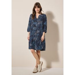 Tunikakleid Cecil, Damen, Gr. XXL46, US-Gr&ouml;&szlig;en, blau (universal blau), Stoff, 100% Viskose, gemustert, comfort fit knielang, Rundhals, B&uuml;ndchen, Kleider, mit grafischem Muster