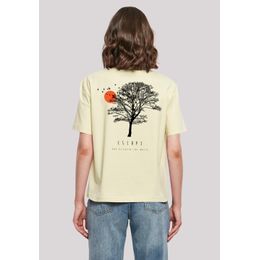 T-Shirt F4NT4STIC "Escape Discover the World Tree Birds", Damen, Gr. L, softgelb, Obermaterial: 100% Baumwolle, oversize, Rundhals, ohne Bündchen, Shirts, Premium Qualität, ESCAPE Collection