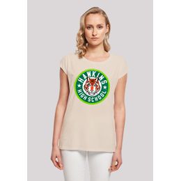T-Shirt F4NT4STIC "Stranger Things Hawkins Tiger Circle", Damen, Gr. 4XL, wei&szlig; (sandwei&szlig;), Obermaterial: 100% Baumwolle, regular fit, Rundhals, ohne B&uuml;ndchen, Shirts T-Shirt, Premium Qualit&auml;t