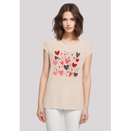 T-Shirt F4NT4STIC "Cute Herzen Variety Valentinstag", Damen, Gr. 4XL, wei&szlig; (sandwei&szlig;), Obermaterial: 100% Baumwolle, regular fit, Rundhals, ohne B&uuml;ndchen, Shirts T-Shirt, Premium Qualit&auml;t