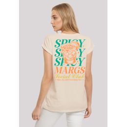 T-Shirt F4NT4STIC "Spicy Margarita Social Club", Damen, Gr. 4XL, weiß (sandweiß), Obermaterial: 100% Baumwolle, regular fit, Rundhals, ohne Bündchen, Shirts, Premium Qualität