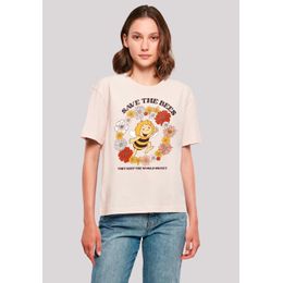 T-Shirt F4NT4STIC "Die Biene Maja Save The Bees", Damen, Gr. L, pink, Obermaterial: 100% Baumwolle, oversize, Rundhals, ohne B&uuml;ndchen, Shirts T-Shirt, Premium Qualit&auml;t, Nostalgie, Kinderserie