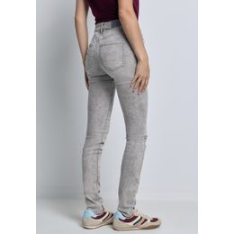 Skinny-fit-Jeans STREET ONE STUDIO, Damen, Gr. 27, Länge 32, light grau random, Jeans, 63% Baumwolle, 25% Polyester, 10% Viskose, 2% Elasthan, unifarben, lang, Jeans, aus Baumwolle mit Stretchanteil