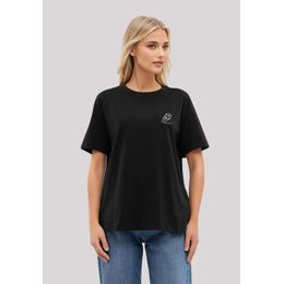 T-Shirt F4NT4STIC "Football Stickerei", Damen, Gr. S, schwarz, Obermaterial: 100% Baumwolle, oversize, Rundhals, ohne B&uuml;ndchen, Shirts T-Shirt, Premium Qualit&auml;t