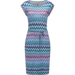 Sommerkleid Ragwear "Taggien Print", Damen, Gr. L (40), Normalgrößen, lila (lavender), Material: 95% Viskose, 5% Elasthan, figurumspielend knielang, Rundhals, Ärmel ohne Ärmelschlitz, Kleider, Leichtes, bequemes Midikleid mit Muster