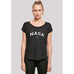 T-Shirt F4NT4STIC "Long Cut T-Shirt 'NASA Collegiate Logo'", Damen, Gr. L, schwarz, Obermaterial: 100% Baumwolle, regular fit, Rundhals, ohne B&uuml;ndchen, Shirts T-Shirt, Damen,Premium Merch,Lang,Longshirt,Bedruckt