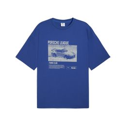 T-Shirt Puma "Puma x PORSCHE LEGACY Graphic T-Shirt 2 Herren", Herren, Gr. M, blau (clyde royal blau), Obermaterial: 100% Baumwolle; Rippe: 29% Polyester, 71% Baumwolle, clean, oversize, Rundhals, Shirts T-Shirt