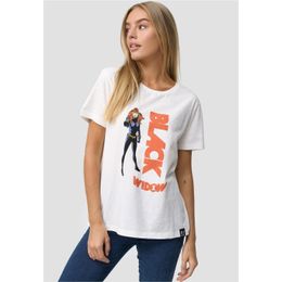 T-Shirt Recovered "Black Widow Graphic Print", Damen, Gr. M, beige (natur), 100% Baumwolle, bedruckt, normal, Rundhals, Shirts T-Shirt, im zeitlosen Design