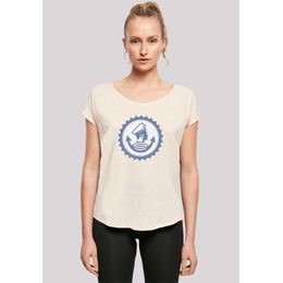 T-Shirt F4NT4STIC "Knut und Jan Hamburg with Ladies Long Slub Tee", Damen, Gr. L, beige (sandwei&szlig;), Obermaterial: 100% Baumwolle, regular fit, Rundhals, ohne B&uuml;ndchen, Shirts T-Shirt, Print