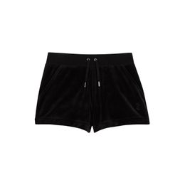 Shorts Juicy Couture "EVE CLASSIC VELOUR SHORT WITH BACK POCKET Damen", Damen, Gr. M, EURO-Gr&ouml;&szlig;en, schwarz, Samt, 95% Polyester, 5% Elasthan, Hosen Shorts, Trainingshose Damen, Sweatshorts, Velour, kurze Hose mit Glitzer, Sale