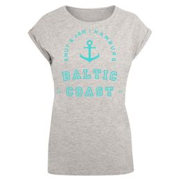 T-Shirt F4NT4STIC "PLUS SIZE Baltic Coast", Damen, Gr. XL, grau (erdgrau), Obermaterial: 100% Baumwolle, regular fit, Rundhals, ohne B&uuml;ndchen, Shirts T-Shirt, Print