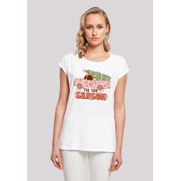 T-Shirt F4NT4STIC "Tis The Season Weihnachten Drivin Home", Damen, Gr. 4XL, wei&szlig;, Obermaterial: 100% Baumwolle, regular fit, Rundhals, ohne B&uuml;ndchen, Shirts T-Shirt, Premium Qualit&auml;t, Weihnachts-Kollection