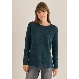 Strickpullover Cecil, Damen, Gr. XS (36), pine gr&uuml;n heather melange, Web, 60% Baumwolle, 40% Polyester, unifarben, comfort fit normal, Rundhals, normaler Saum, Pullover Strickpullover, mit Rundhalsausschnitt