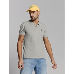 Poloshirt NO EXCESS "NO EXCESS Poloshirt Polo Melange", Herren, Gr. M, grau (grau melange), 70% Baumwolle (recycelt), 30% Polyester (Recycelt), Shirts