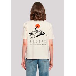 T-Shirt F4NT4STIC "Escape Discover the World Mountain", Damen, Gr. L, weiß (sandweiß), Obermaterial: 100% Baumwolle, oversize, Rundhals, ohne Bündchen, Shirts, Premium Qualität, ESCAPE Collection