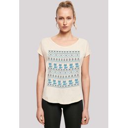 T-Shirt F4NT4STIC "Christmas Fuchs Weihnachten Muster", Damen, Gr. L, wei&szlig; (sandwei&szlig;), Obermaterial: 100% Baumwolle, regular fit, Rundhals, ohne B&uuml;ndchen, Shirts T-Shirt, Print