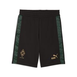 Sporthose Puma "Borussia Mönchengladbach KING Shorts Herren", Herren, Gr. XS, Normalgrößen, schwarz gold, Obermaterial: 68% Baumwolle, 32% Polyester; Taschenfutter: 100% Baumwolle; Besatz: 100% Polyester, unifarben, regular fit, Hosen
