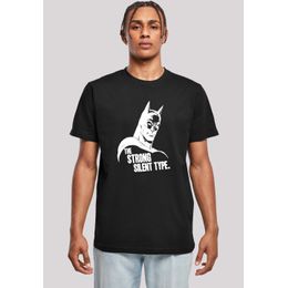 T-Shirt F4NT4STIC "Batman The Strong Silent Type Superheld", Herren, Gr. L, schwarz, Obermaterial: 100% Baumwolle, regular fit, Rundhals, ohne Bündchen, Shirts, Herren,Premium Merch,Regular-Fit,Basic,Bedruckt