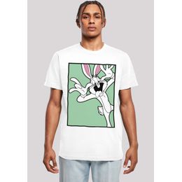 T-Shirt F4NT4STIC "Looney Tunes Bugs Bunny Funny Face", Herren, Gr. XS, weiß, Obermaterial: 100% Baumwolle, regular fit, Rundhals, ohne Bündchen, Shirts, Print
