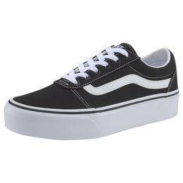 Plateausneaker Vans "Ward Platform", Damen, Gr. 42, schwarz-wei&szlig; (schwarz, wei&szlig;), Textil, Schuhe Skaterschuh Sneaker low, aus textilem Canvas-Material