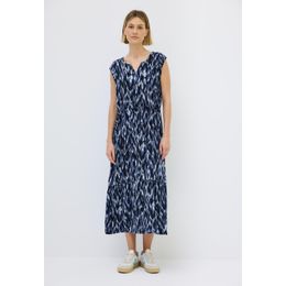 Sommerkleid Cecil, Damen, Gr. XL44, US-Gr&ouml;&szlig;en, blau (urban navy blau), Stoff, 100% Viskose, bedruckt, comfort fit wadenlang, V-Ausschnitt, abgesteppt, Kleider Sommerkleid, mit allover Print