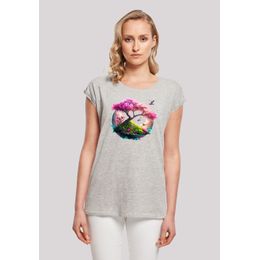 T-Shirt F4NT4STIC "Kirschbl&uuml;ten Baum", Damen, Gr. 4XL, grau (erdgrau), Obermaterial: 100% Baumwolle, regular fit, Rundhals, ohne B&uuml;ndchen, Shirts T-Shirt, Print